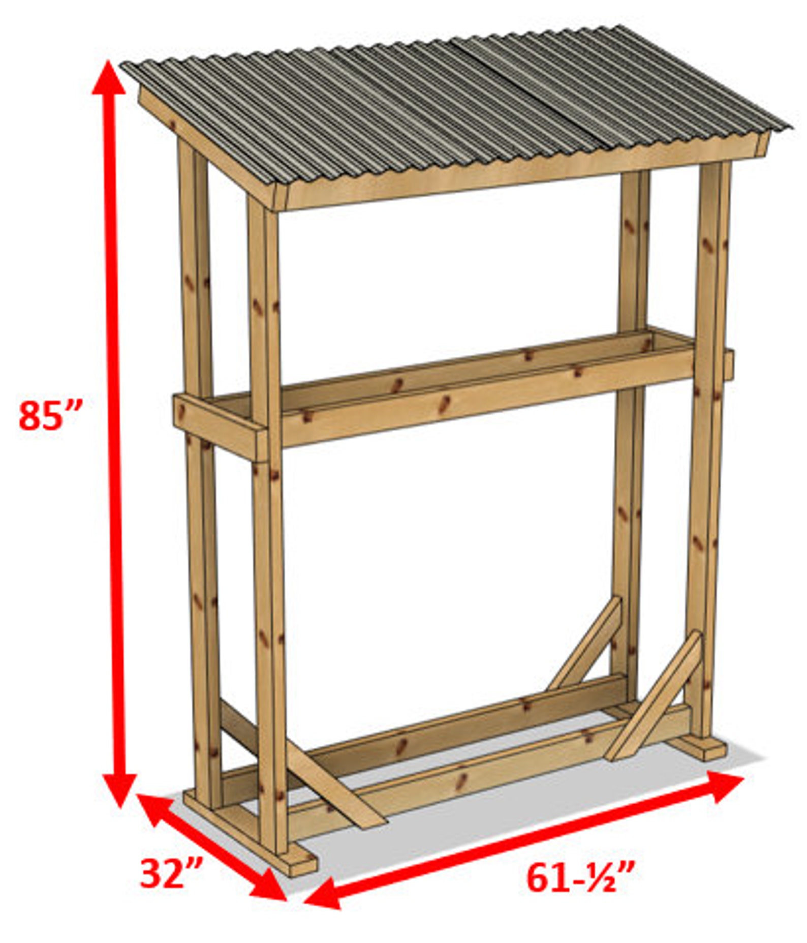 Firewood Storage Shed Rack Plans 7ftx3ftx5ft DIY Woodworking Easy Build ...