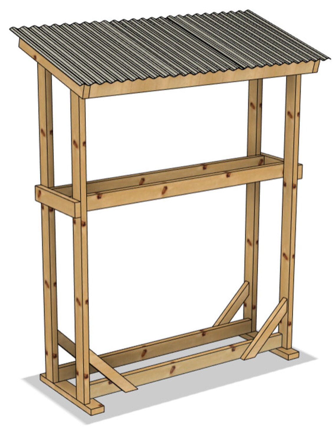 Firewood Storage Shed Rack Plans (7ftx3ftx5ft) DIY Woodworking Easy ...