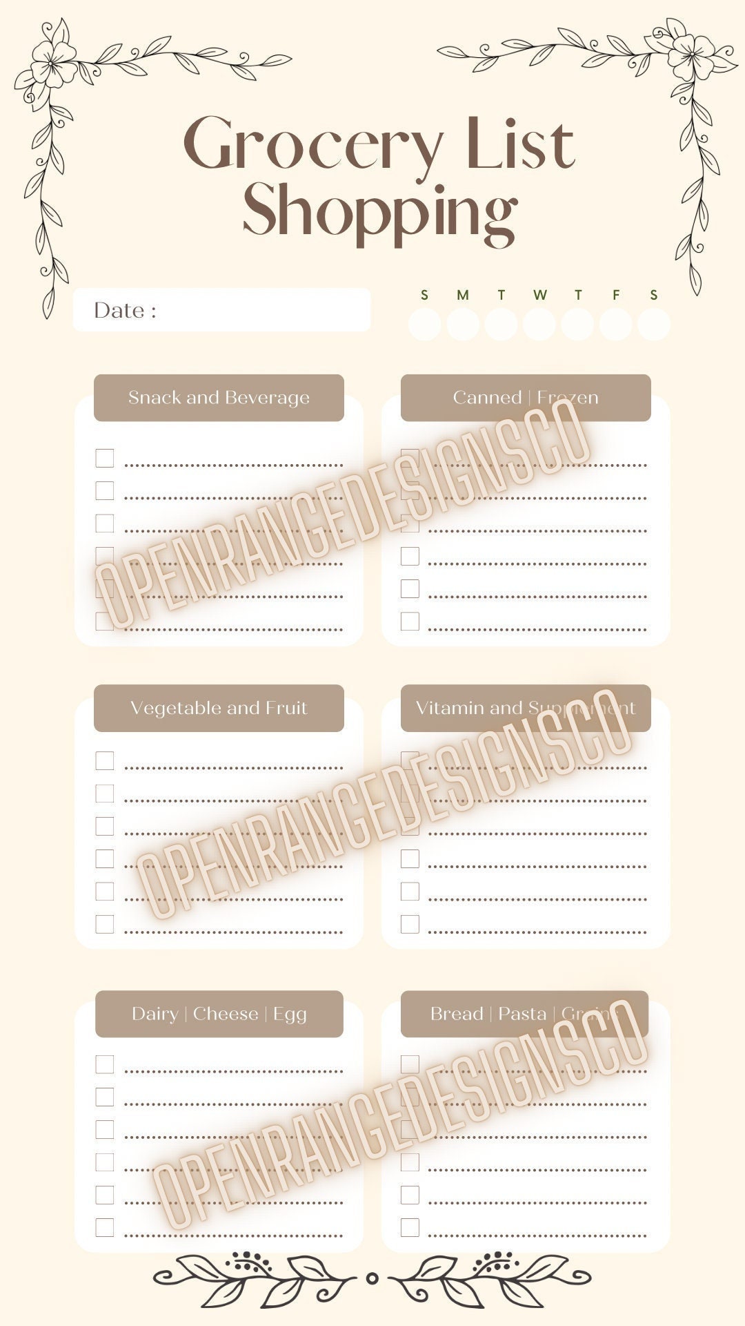 Printable Esthetic Grocery List - Etsy