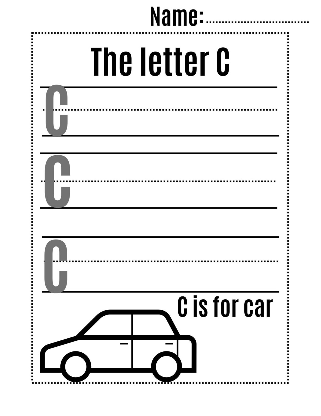 The Letter C Tracing and Writing Worksheet - Etsy