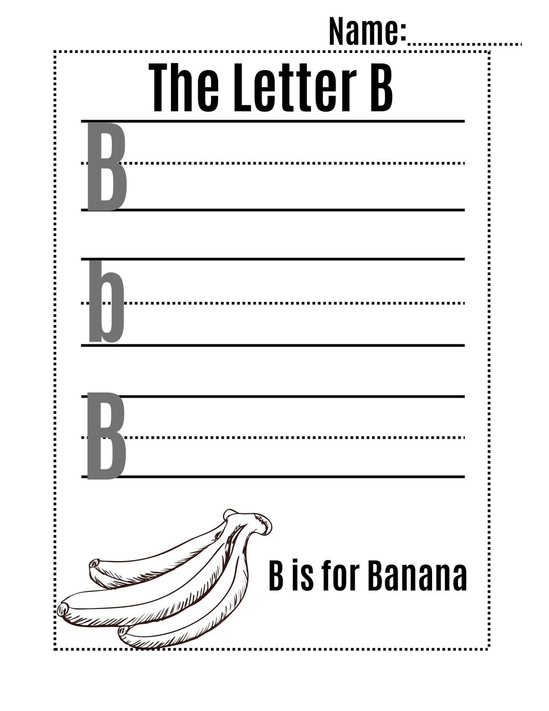 The Letter B Tracing and Writing Download - Etsy