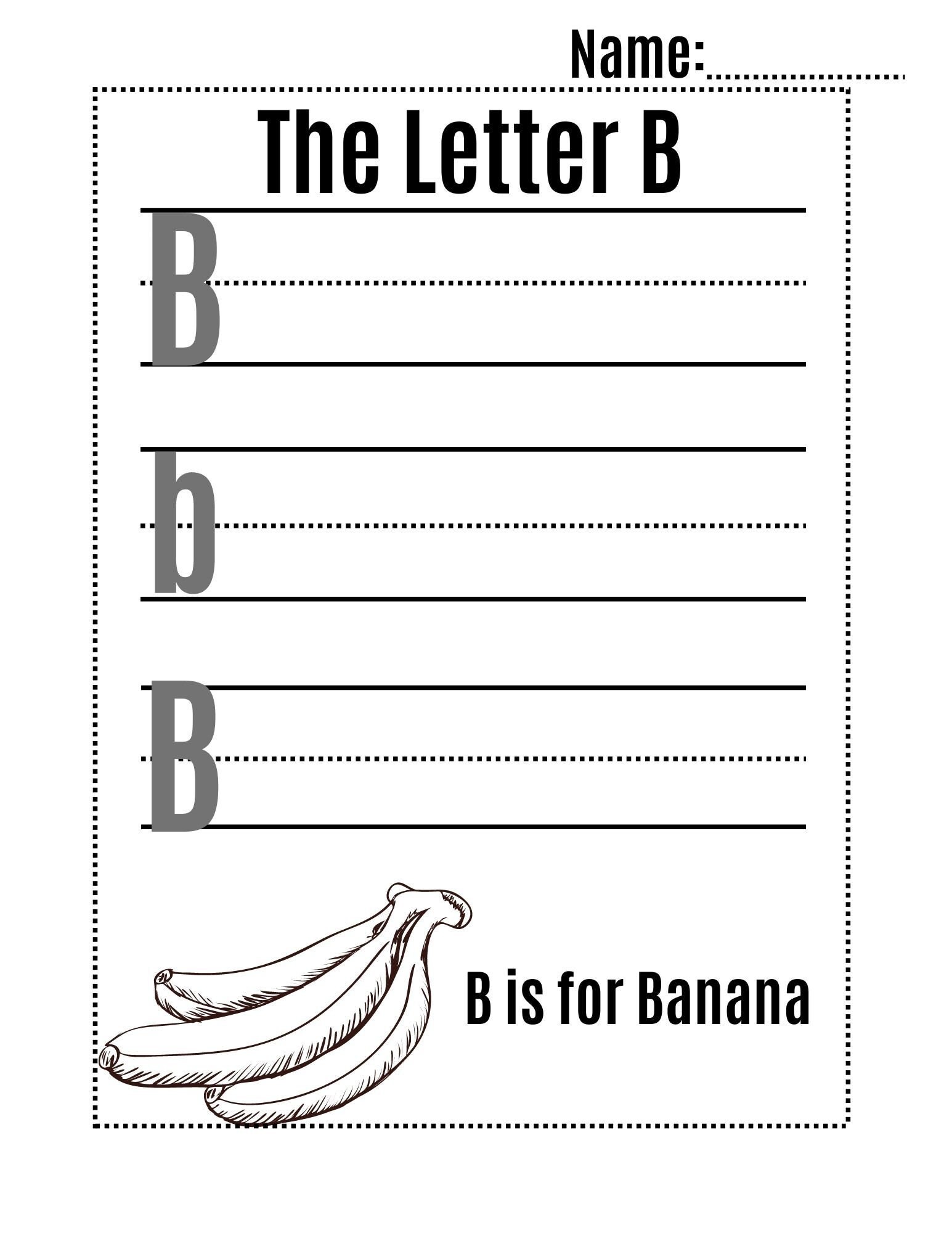 The Letter B Tracing and Writing Download - Etsy
