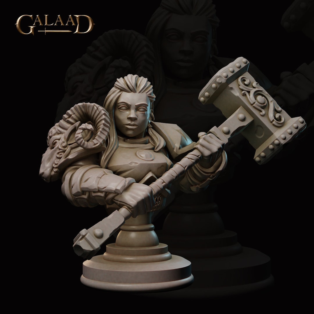 8K Female Dwarf Bust - Galaad Miniatures - Role Playing Dnd Miniature ...