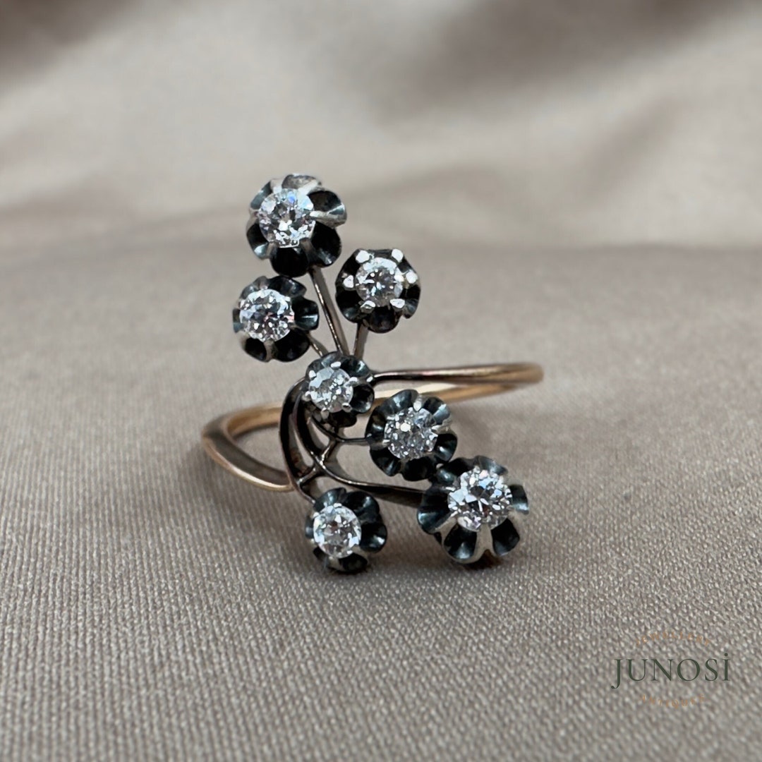 Antique Russian 56 Gold Mark Ring With 0.55 Ct Old European Cut ...