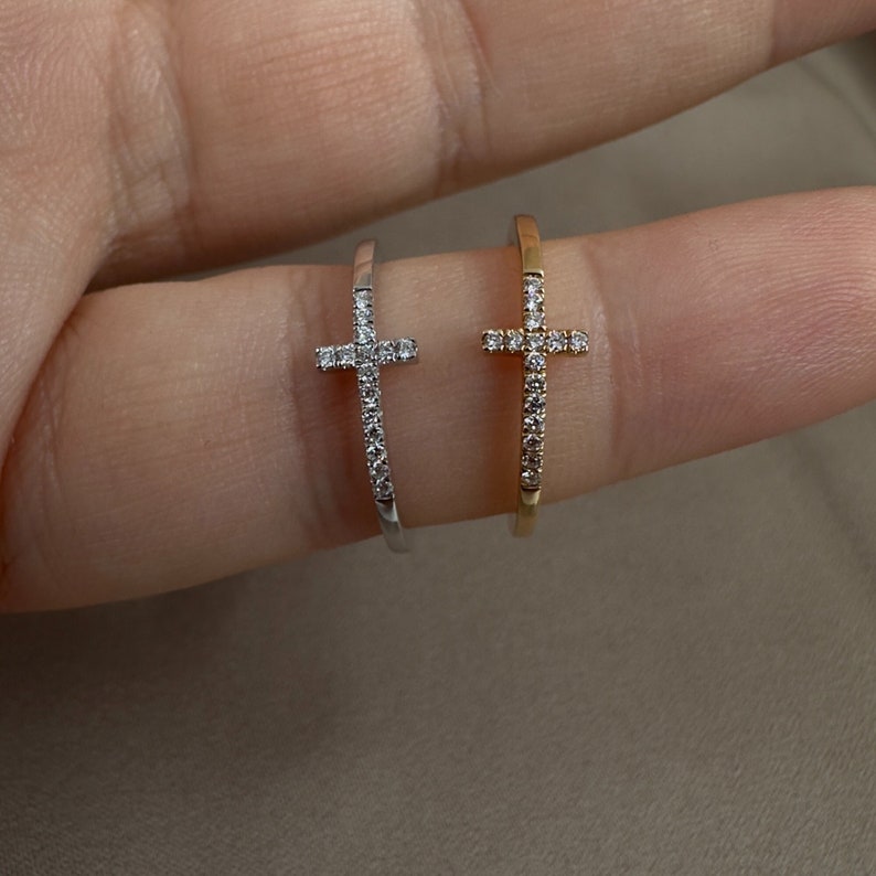 Gold Diamond Cross Ring Blending Religious Symbols With a Minimalist ...