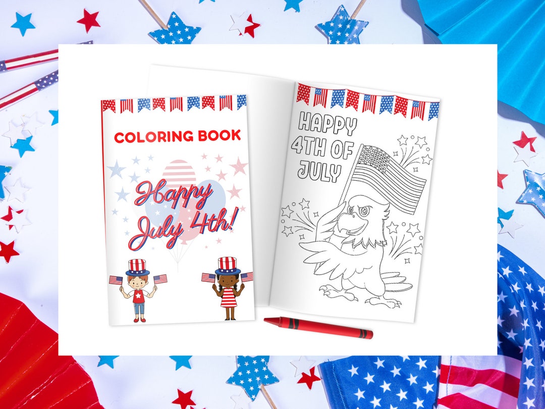 4th of July Coloring Book - Independence Day Template - Party Favors ...
