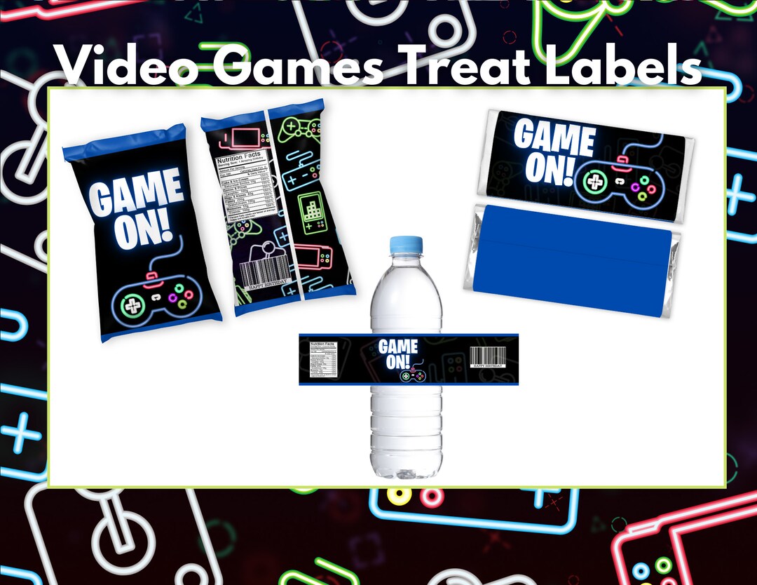 Video Games Bundle Treat - Gamer Chip Bag - Gamers Favors - Gamers ...
