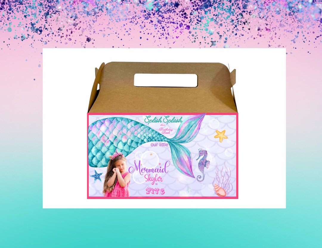 Mermaid Gable Box Labels-mermaid Box Candy Labels -mermaid Wrappers ...