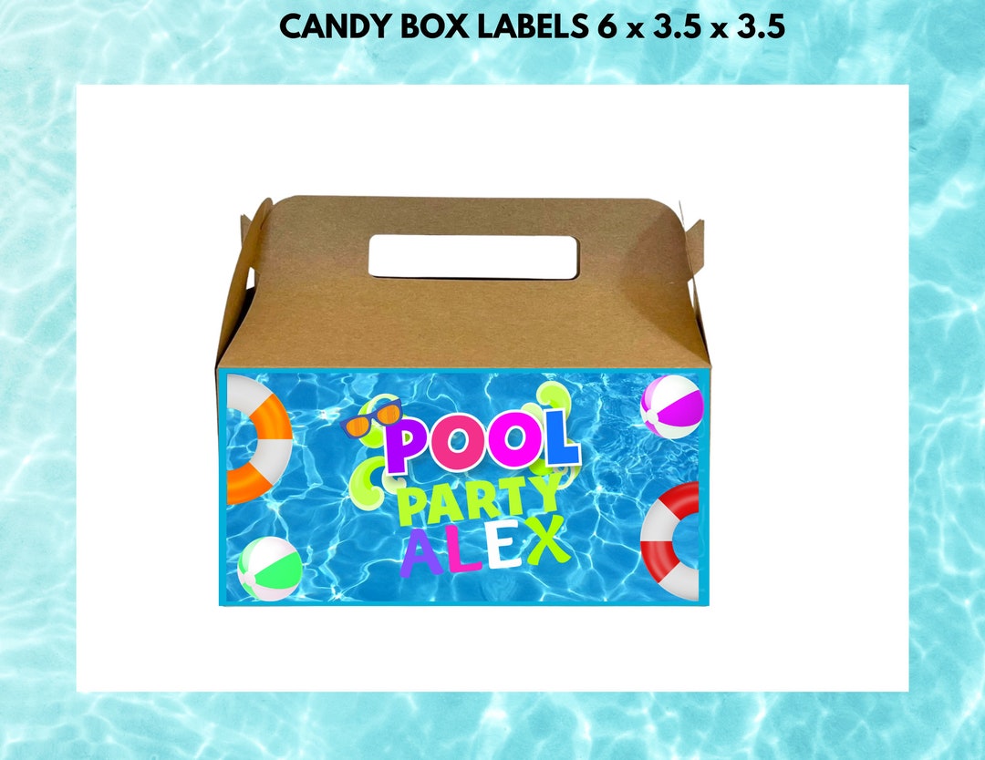 Pool Party Gable Box Labels-pool Box Candy Labels -summer Birthday-pool ...
