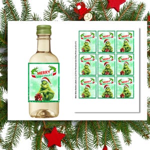 Christmas Mini Wine Labels , Mini Wine Label, Grinch Christmas, Digital ...