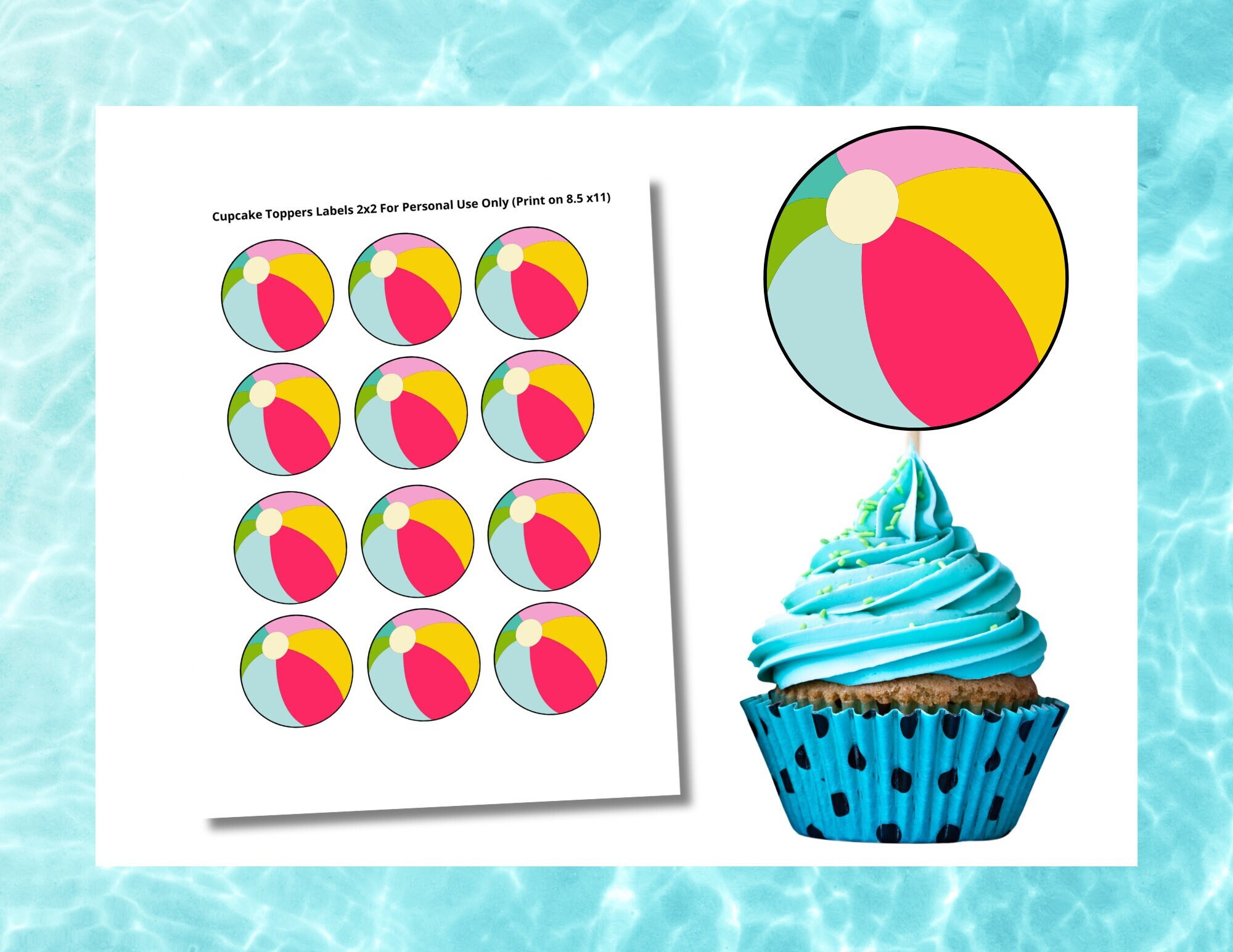 Beach Ball Cake Template