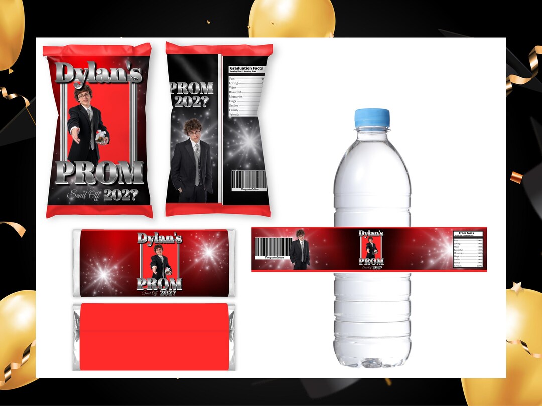 Prom Send off Treat Packaging ,prom Send off Water Label, Prom Candy ...