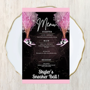Sneaker Ball Menu , Menu Templates, Birthday Treat Menu Labels, Sneaker ...