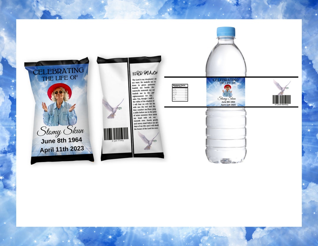 Funeral Bundle Treat Labels , Funeral Chip Bag, Water Bottle Labels ,in ...