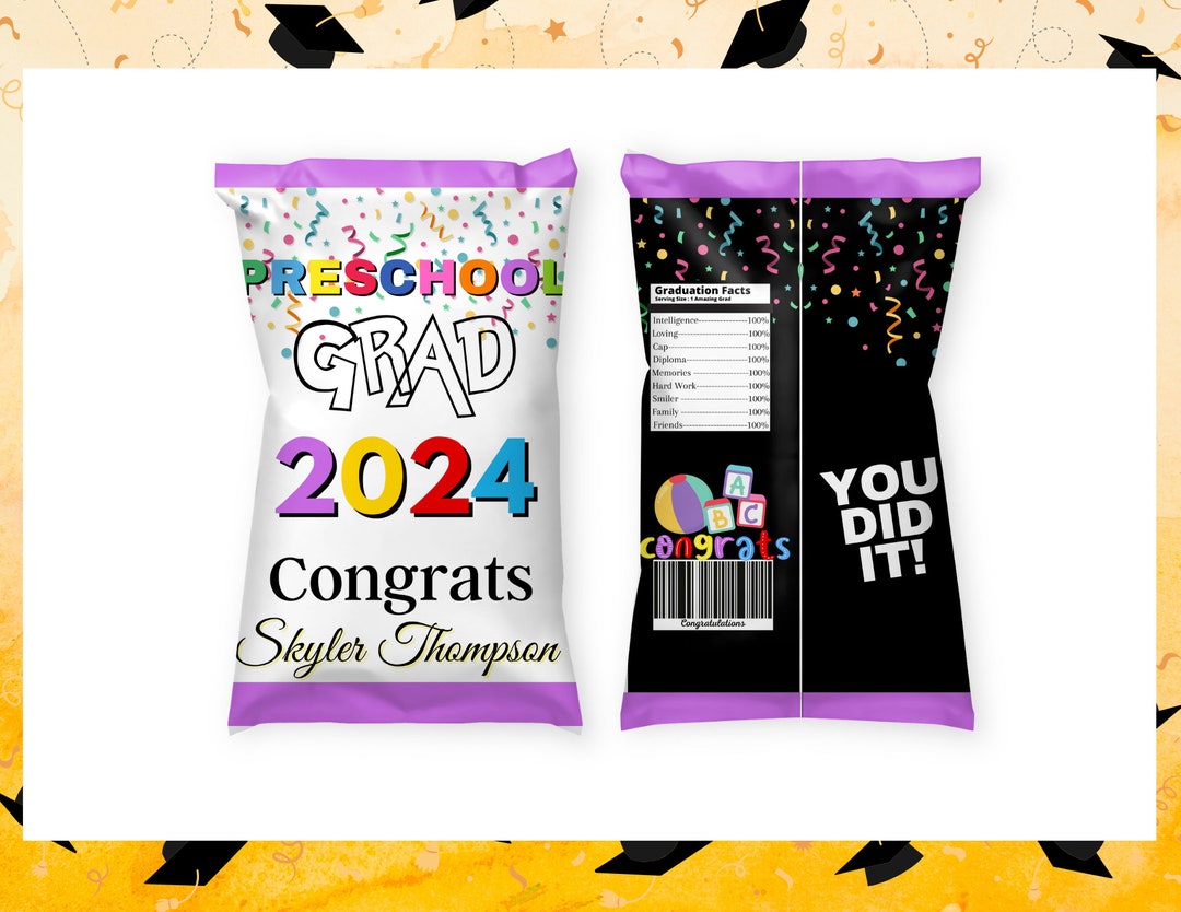 Pre-school Chip Bag, Printable Templates, Graduation Chip Bag, Pre ...