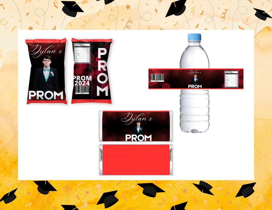 Prom 2024 Treat Bundle- Prom Red - Prom 2024 Chip Bag - Prom 2024 Water ...