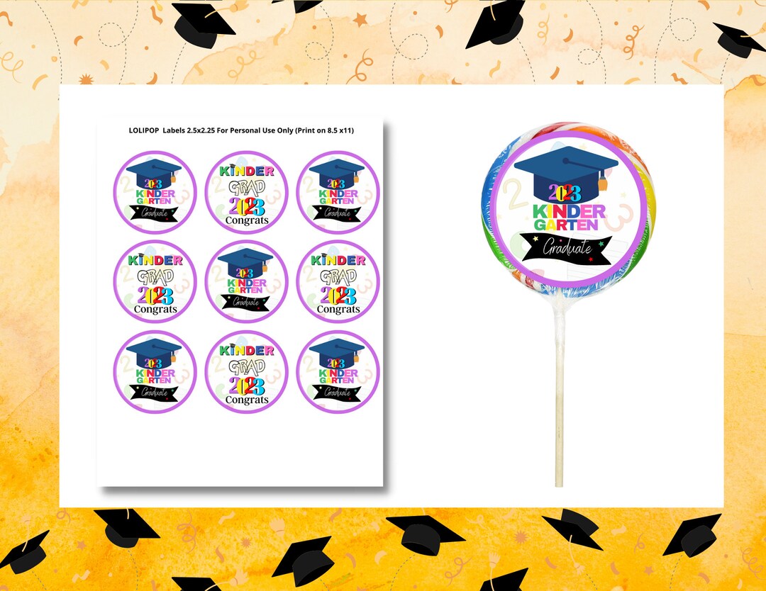 Kinder Loliipop Labels Printable Templates Graduation - Etsy