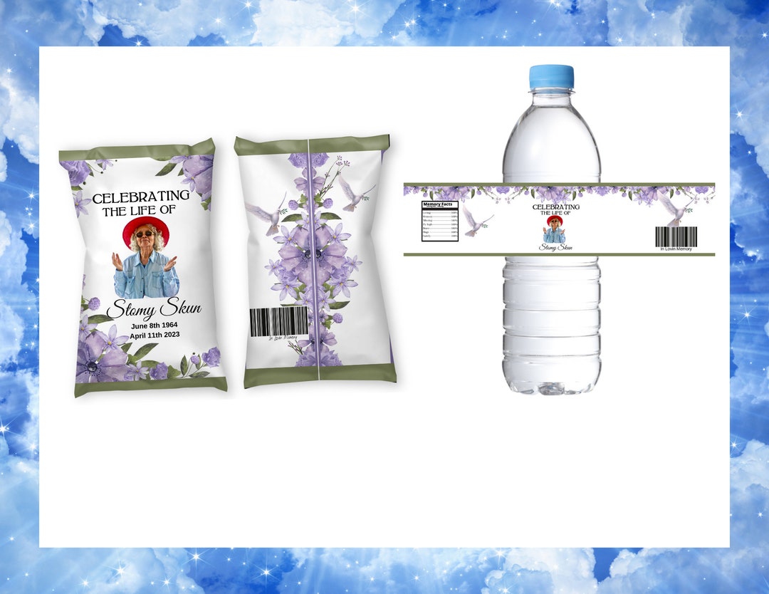 Funeral Bundle Treat Labels , Funeral Chip Bag, Water Bottle Labels ,in ...