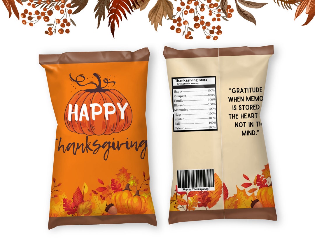 Thanksgiving Chip Bags Printable -INSTANT DOWNLOAD - Snack Bag ...