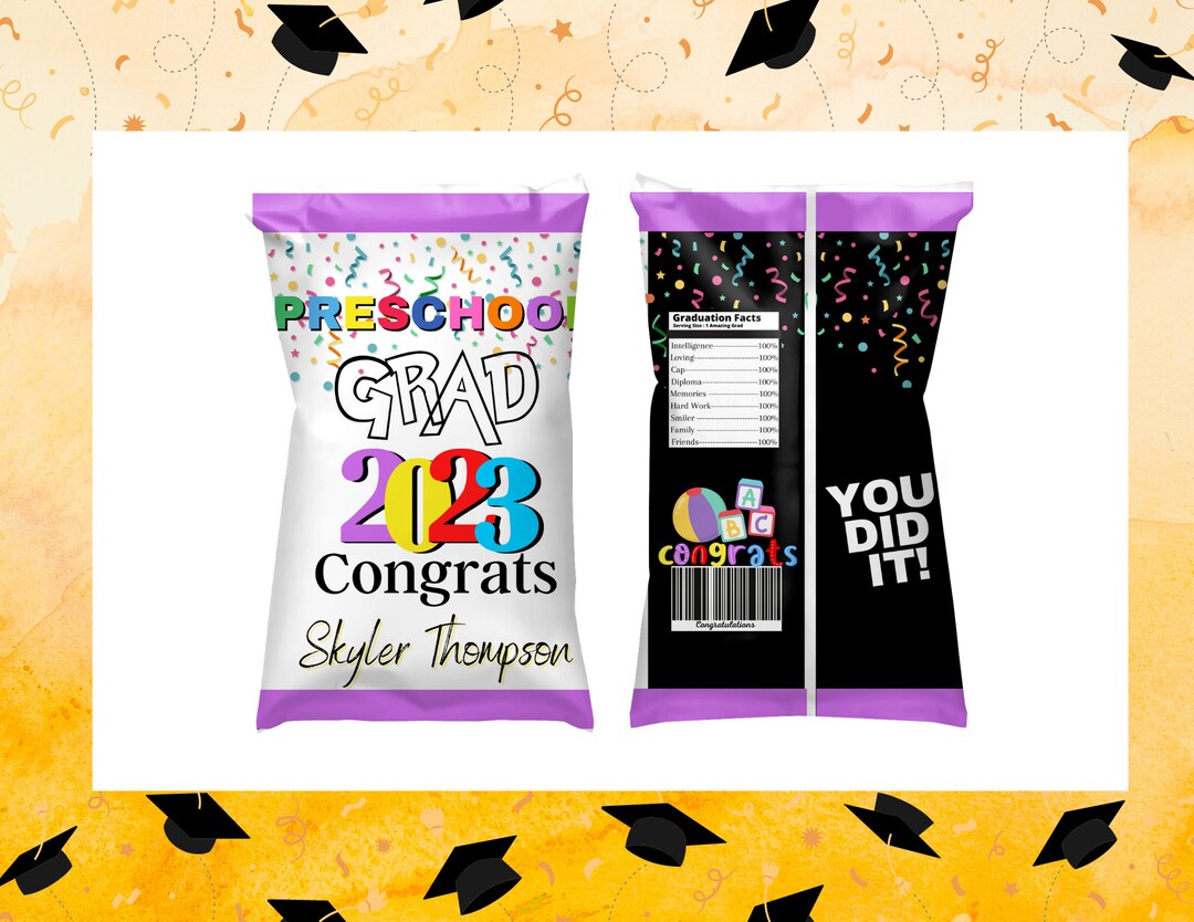 Pre-school Chip Bag Printable Templates Graduation Chip Bag - Etsy