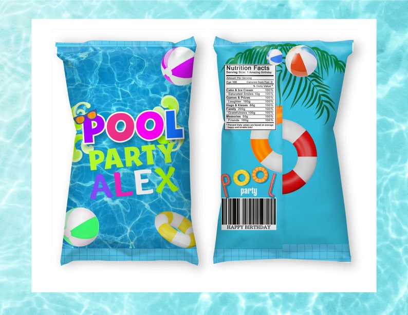 Pool Party Chip Bag Pool Party Template Summer Party - Etsy