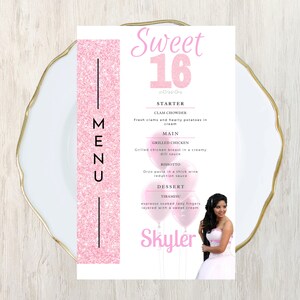 Sweet 16 Menu , Menu Templates, Birthday Treat Menu Labels, Sweets 16 ...