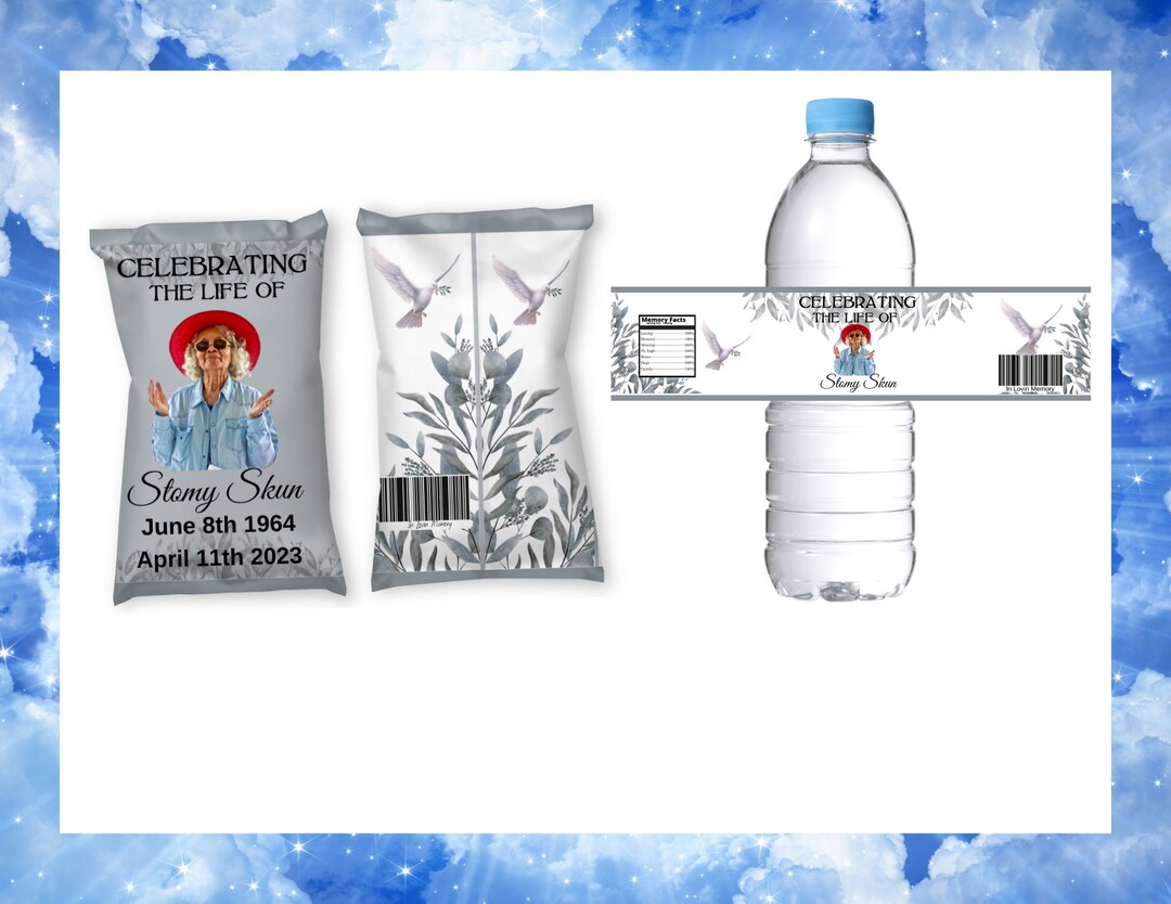 Funeral Bundle Treat Labels , Funeral Chip Bag, Water Bottle Labels ,in ...