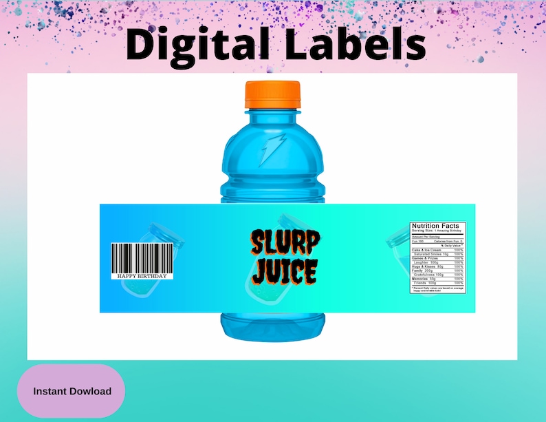 Gamer Slurp Labels -printable Labels [INSTANT DOWNLOAD] -gamer Gatorade ...