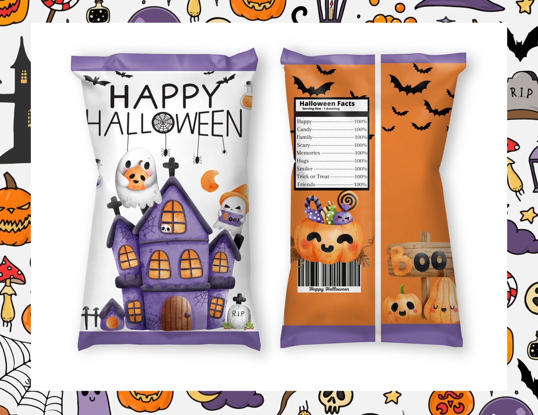 Halloween Chip Bag -halloween Party- Haloween Treat - Halloween Gift ...