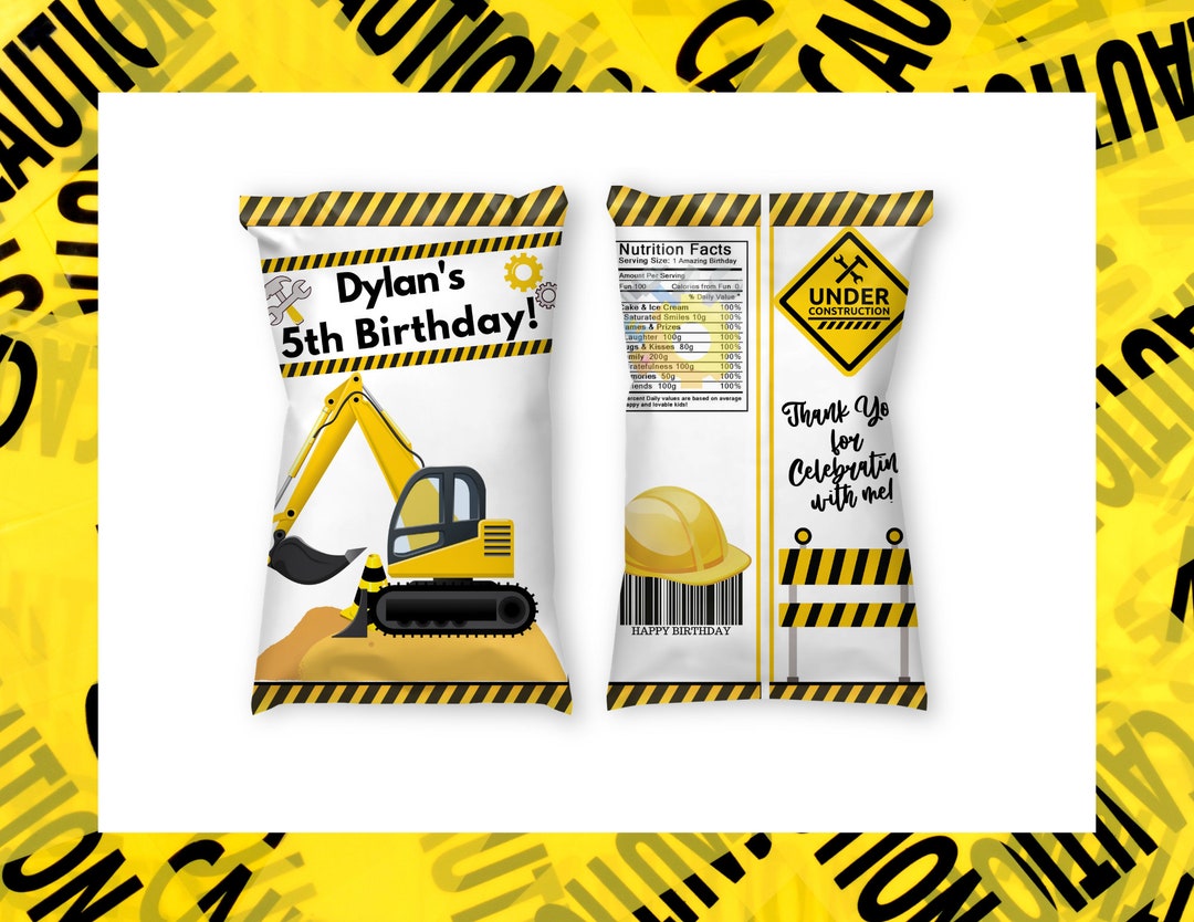 Construction Chip Bag | Construction Labels | Construction Birthday ...