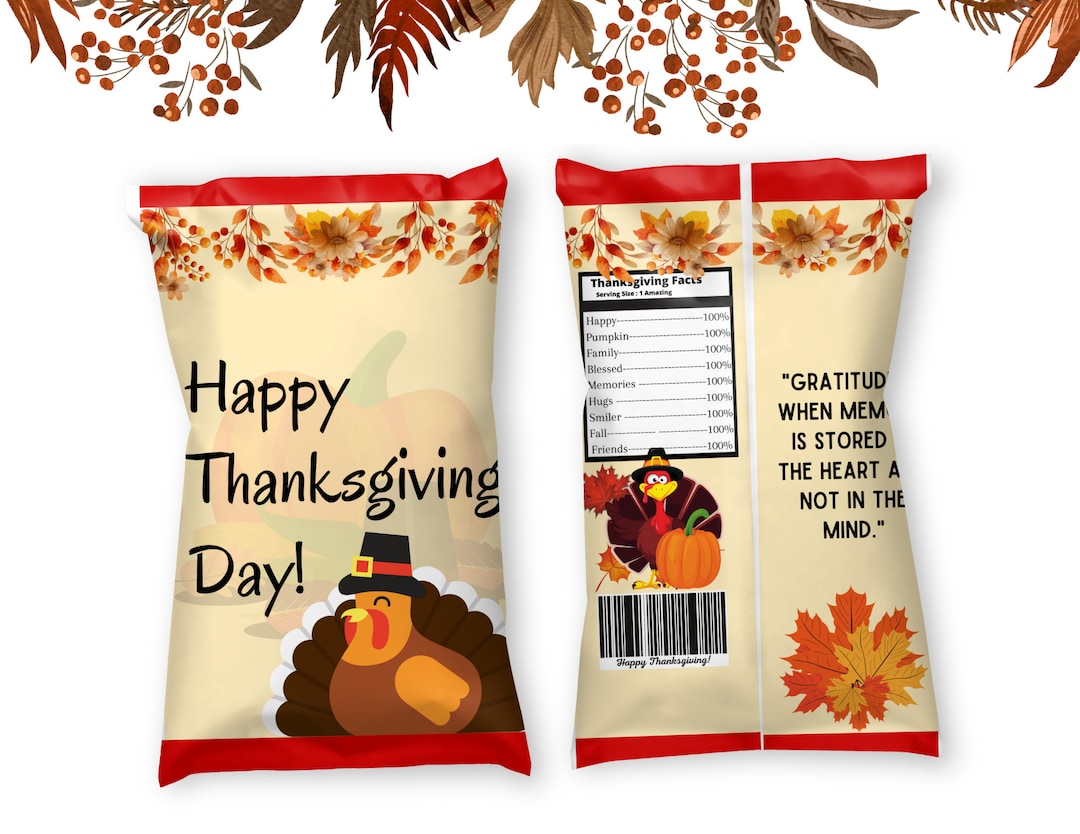 Thanksgiving Chip Bags Printable INSTANT DOWNLOAD Snack Bag - Etsy
