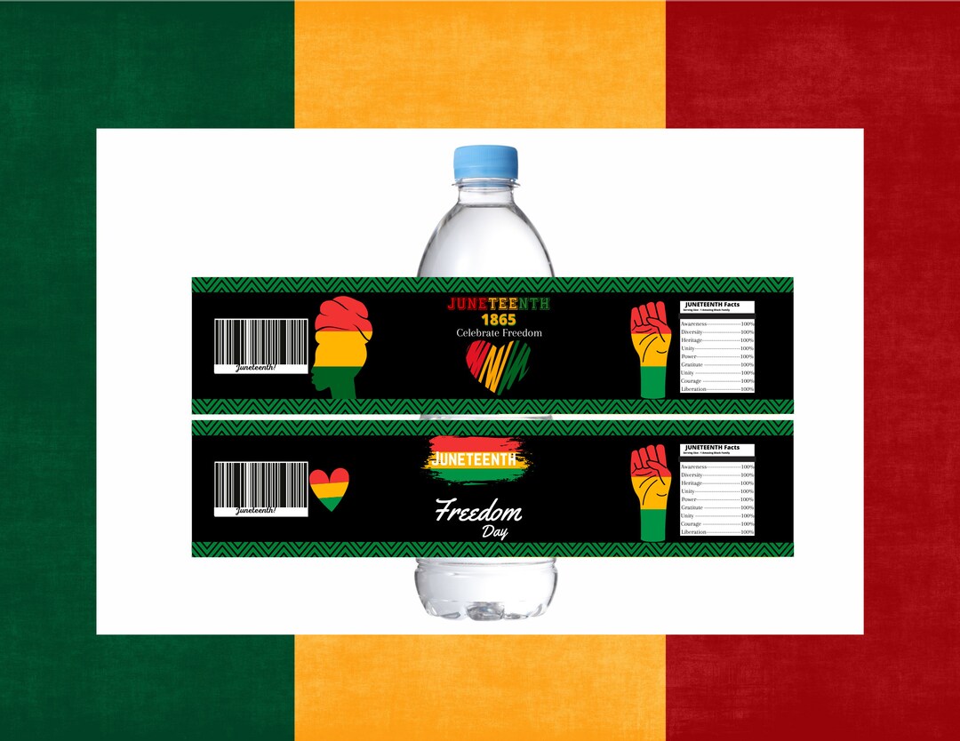 Juneteenth Water Bottler Labels - Juneteenth Template - Juneteenth ...