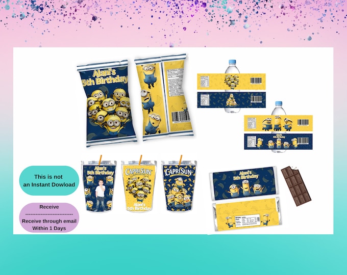 Minion Water Bottle Label Printable INSTANT DOWNLOAD Minion Birthday ...