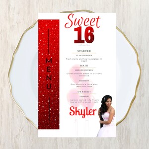 Sweet 16 Menu , Menu Templates, Birthday Treat Menu Labels, Sweets 16 ...
