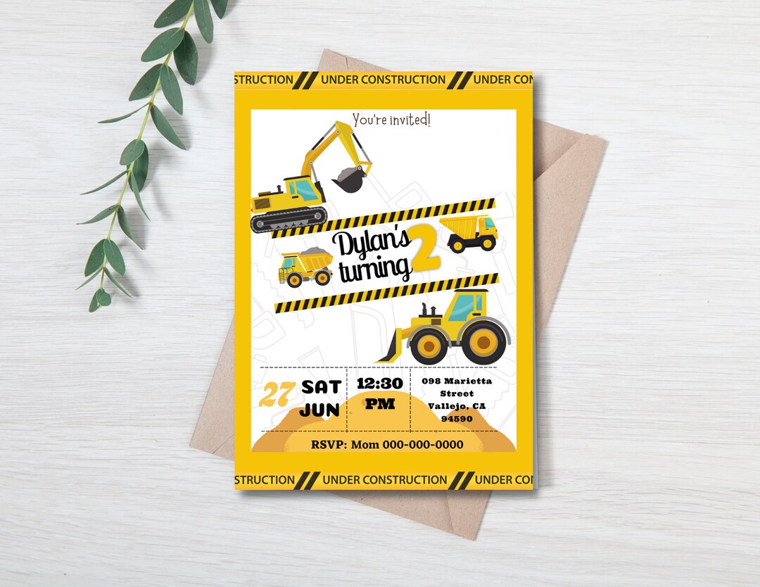 Construction Invitation | Caution Invite | Constructionbirthday Party ...