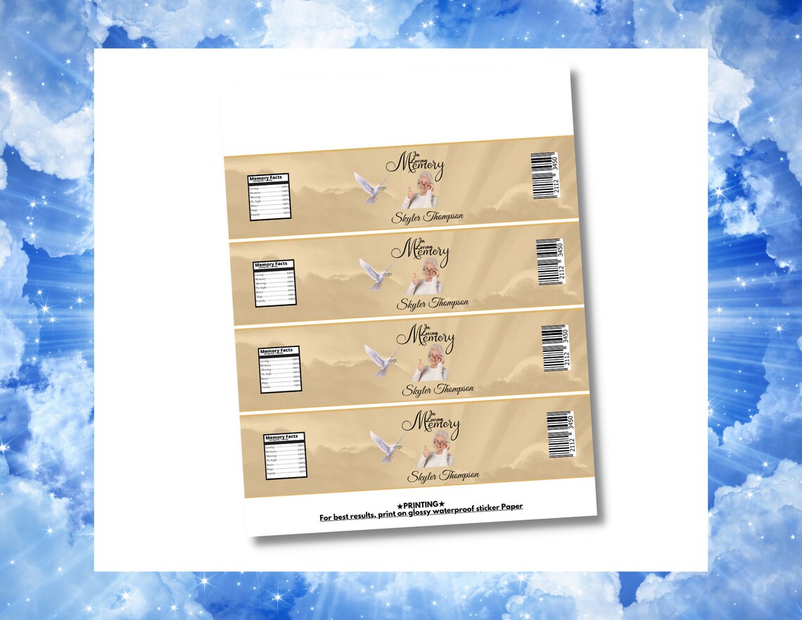 Funeral Bundle Treat Labels , Funeral Chip Bag, Water Bottle Labels ...