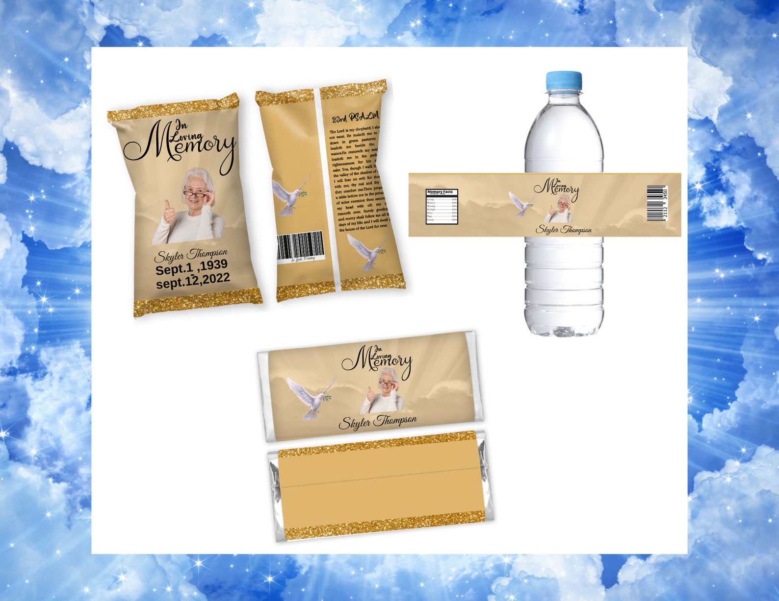 Funeral Bundle Treat Labels , Funeral Chip Bag, Water Bottle Labels ...