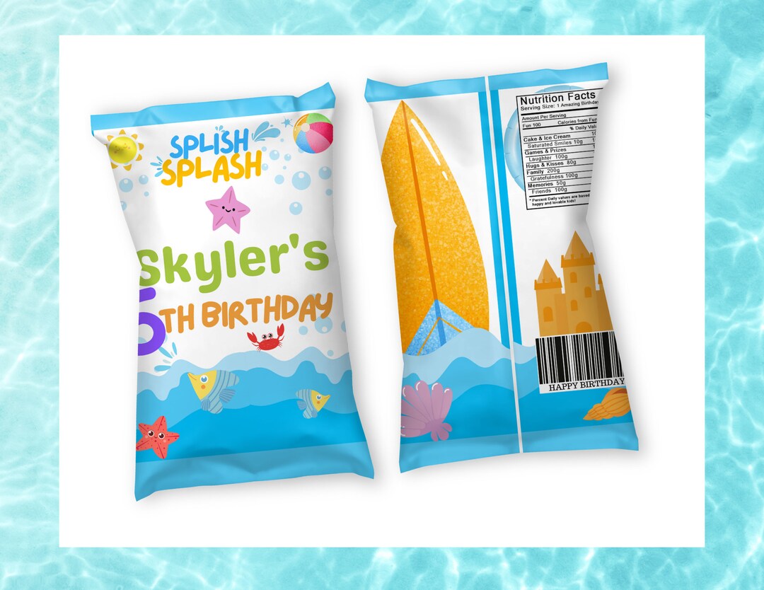 Pool Party Chip Bag -waterpark Party -waterpark Favors-summer Wrappers ...
