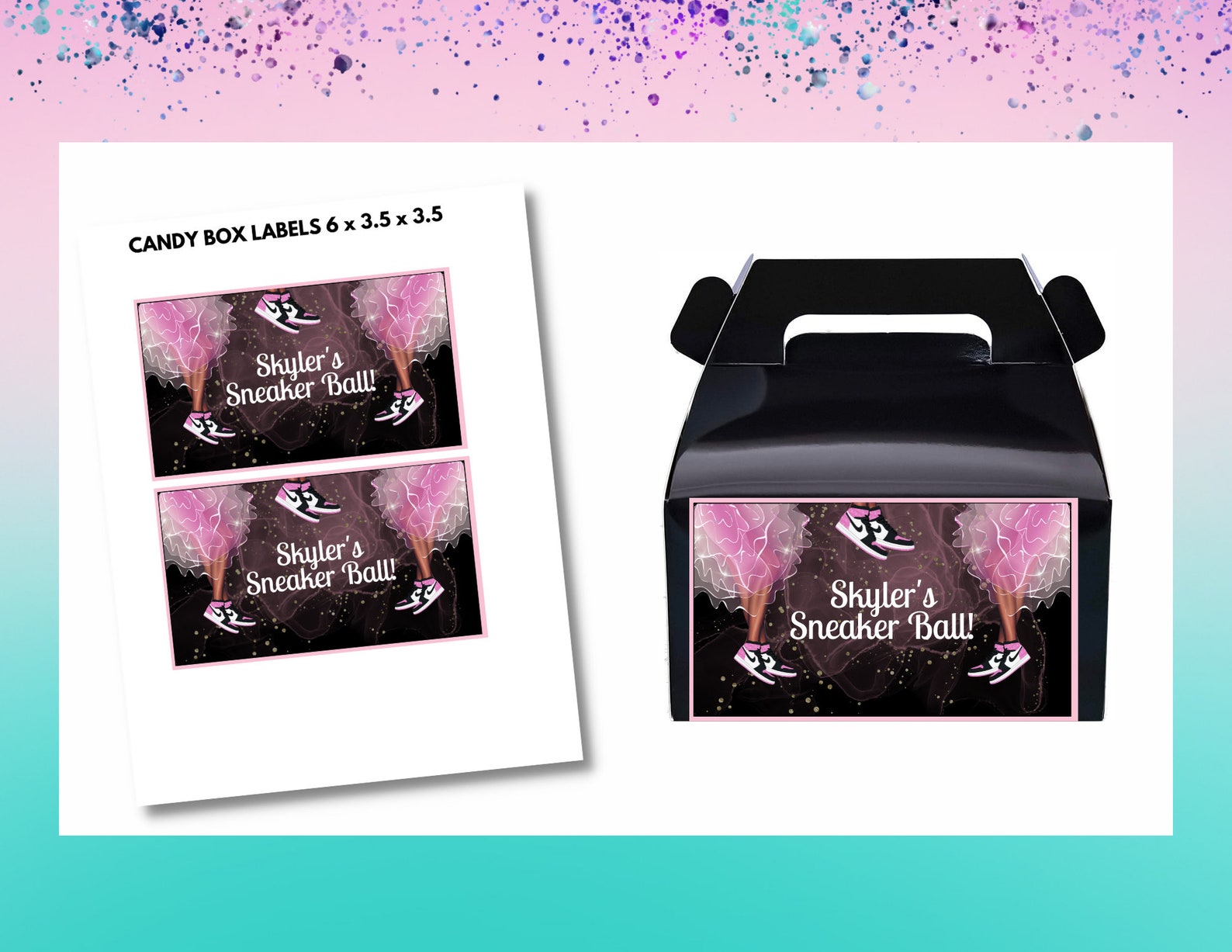 Sneaker Ball Gable Box Labels Printable Templates Birthday - Etsy