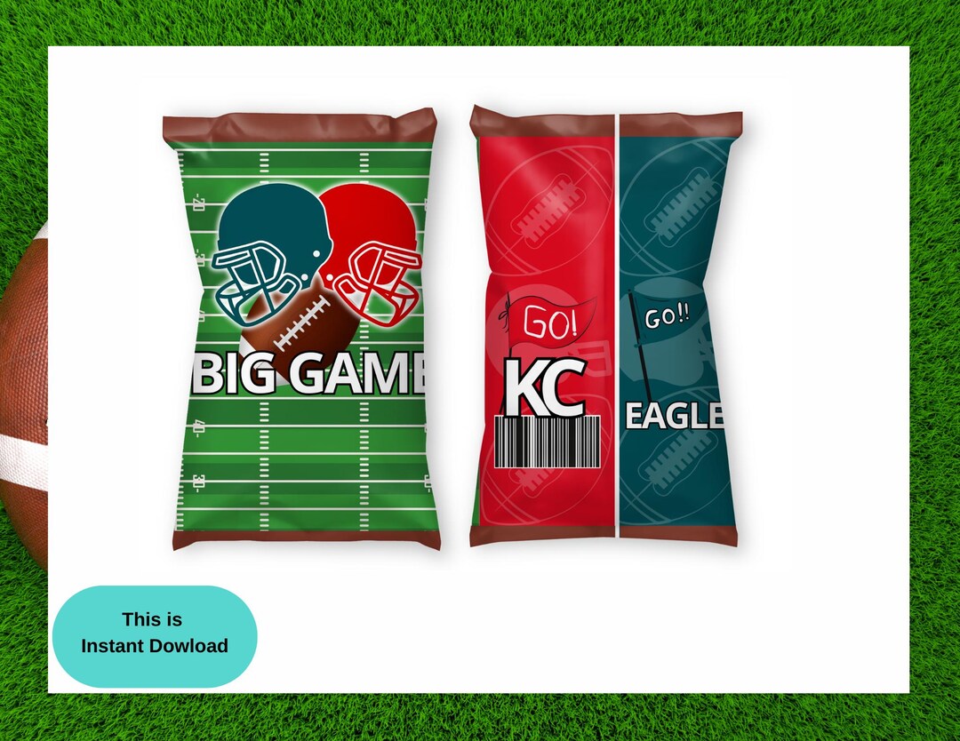 Super Big Game Football Chip Bag KC L Go Eagles Football Chiefs Go ...