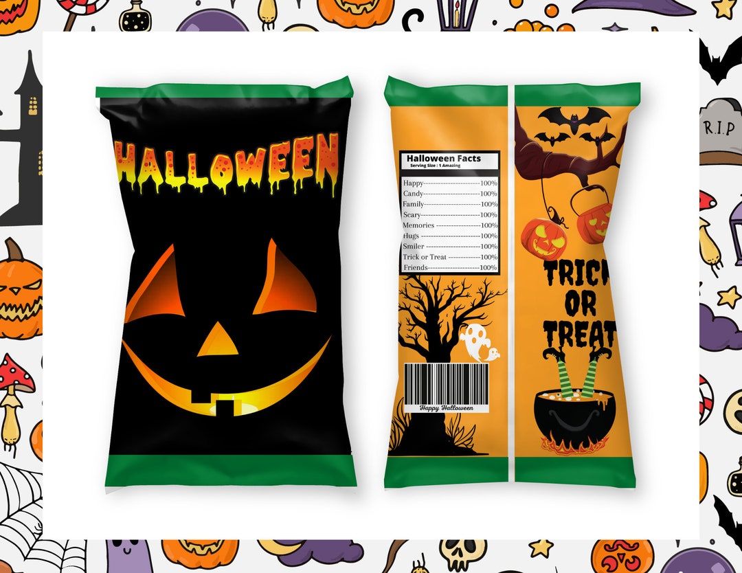 Halloween Chip Bag -halloween Party- Haloween Treat - Halloween Gift ...