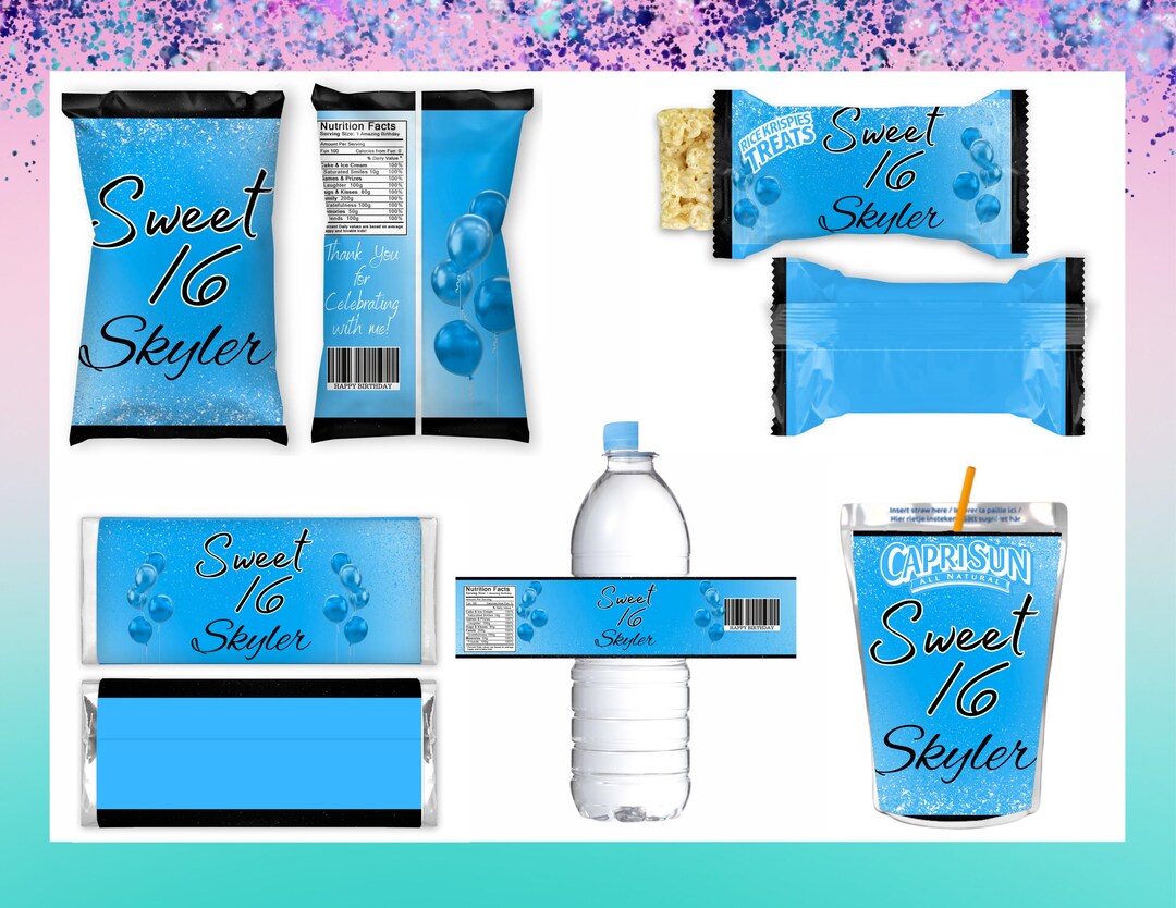 Sweet 16 Treat Bundle - Sweet 16 Chip Bag - Sweet 16 Wrappers- Sweet 16 ...