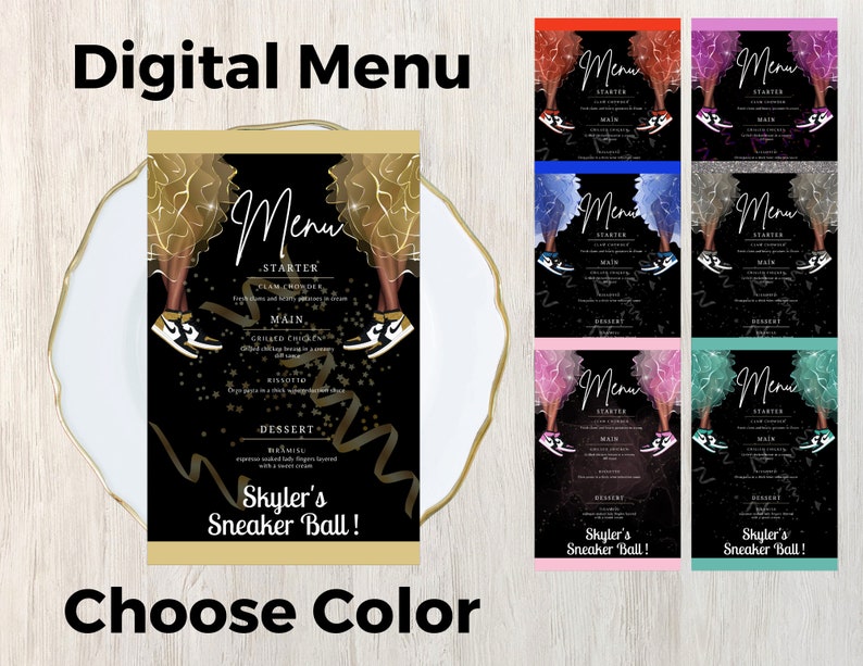 Sneaker Ball Menu Menu Templates Birthday Treat Menu - Etsy