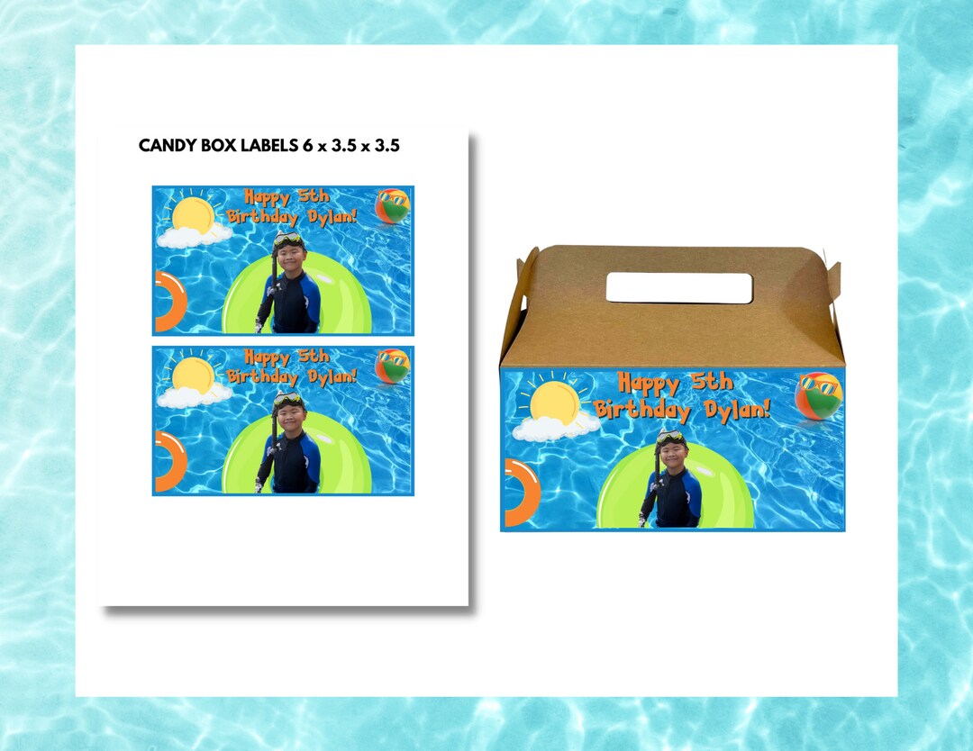 Pool Party Gable Box Labels-pool Box Candy Labels -summer Birthday-pool ...
