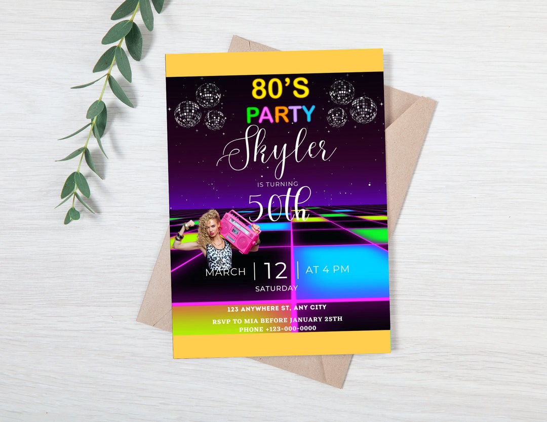 80s Invitation | 80s Invite | 80s Birthday Party | Birthday Party ...