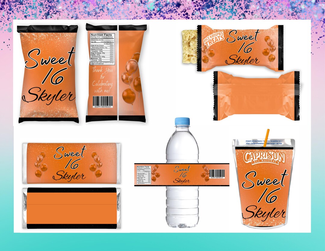 Sweet 16 Treat Bundle - Sweet 16 Chip Bag - Sweet 16 Wrappers- Sweet 16 ...