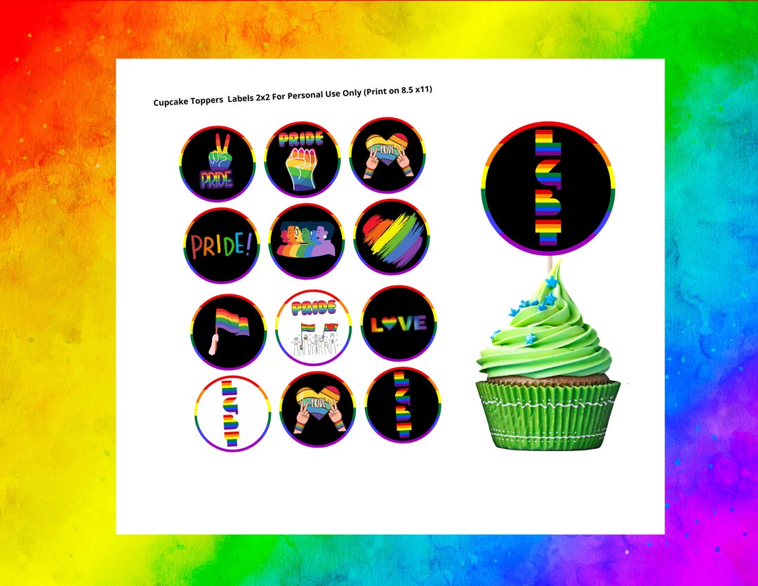 Pride Toppers, Printable Templates, Pride Toppers Labels, Pride Treat ...
