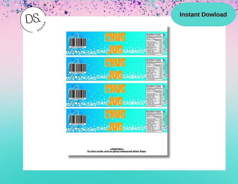 Gamer Chug Labels Printable Labels [INSTANT DOWNLOAD] -gamer Water 16oz ...