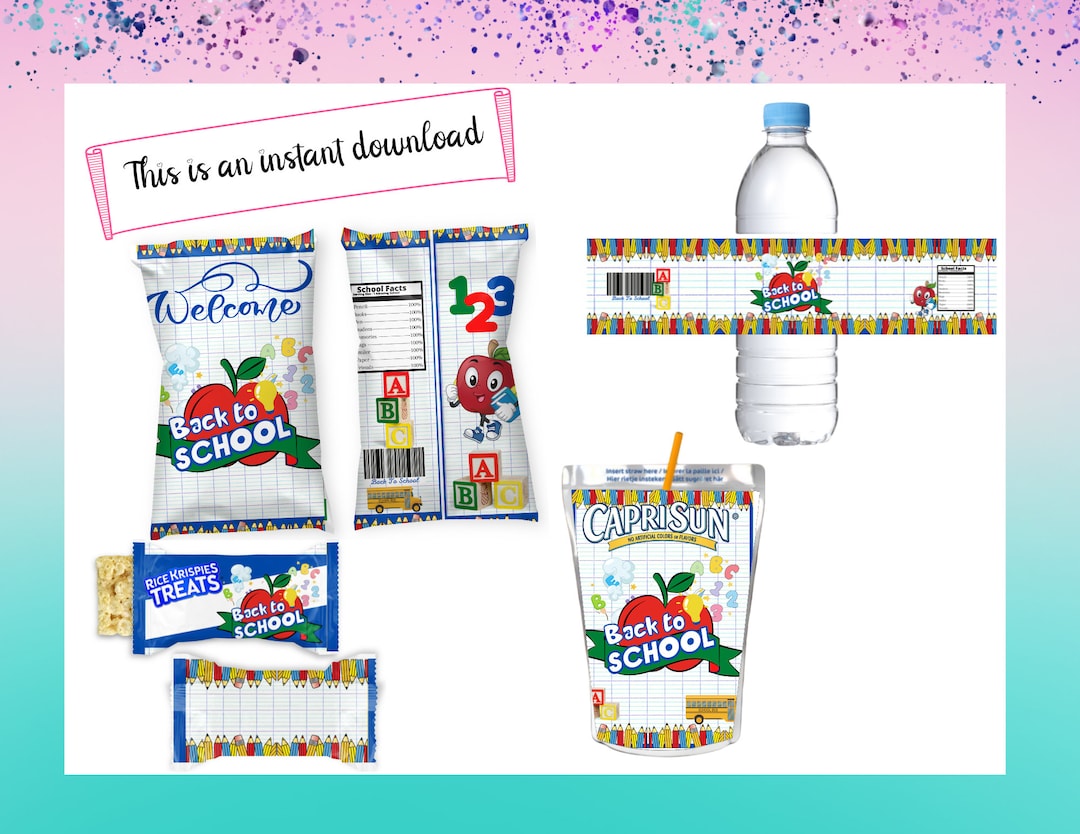 Back to School Treat Labels - Back to School Chip Bag - Back to School ...