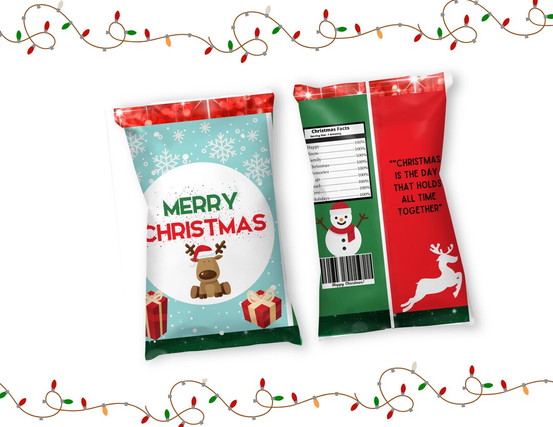Christmas Reindee Chip Bag - Merry Christmas Chip Bag -party Favor ...